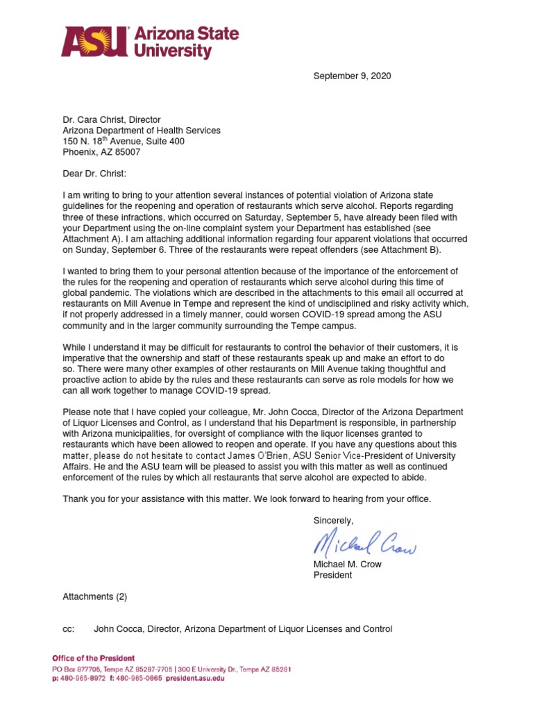 ASU President Michael Crow Letter | PDF | Arizona State University ...