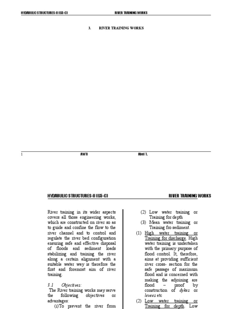 Hydarulic Structures-Ii (G5-C) River Training Works | PDF | Levee | River