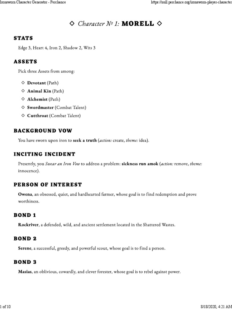 Ironsworn Strong Characters | PDF