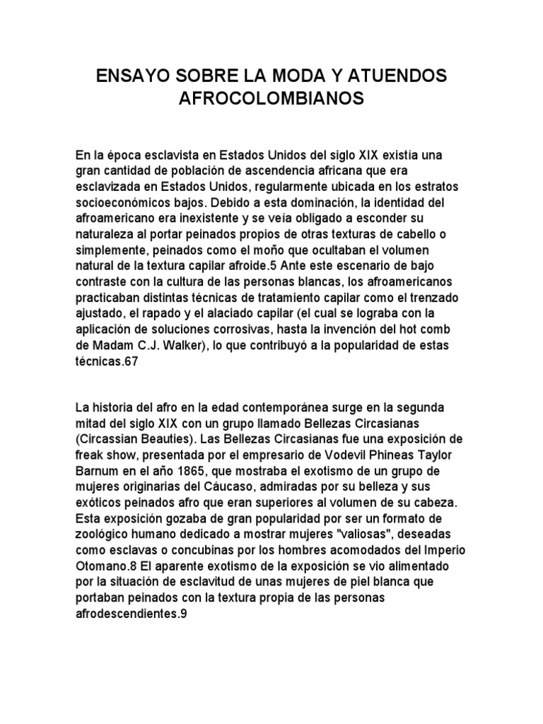 Ensayo Sobre La Moda y Atuendos Afrocolombianos Andy Marcela | PDF ...