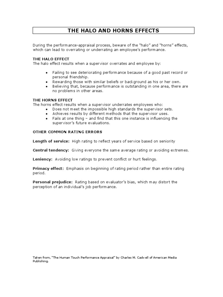 Halo and Horns Effects in Appraisals | PDF