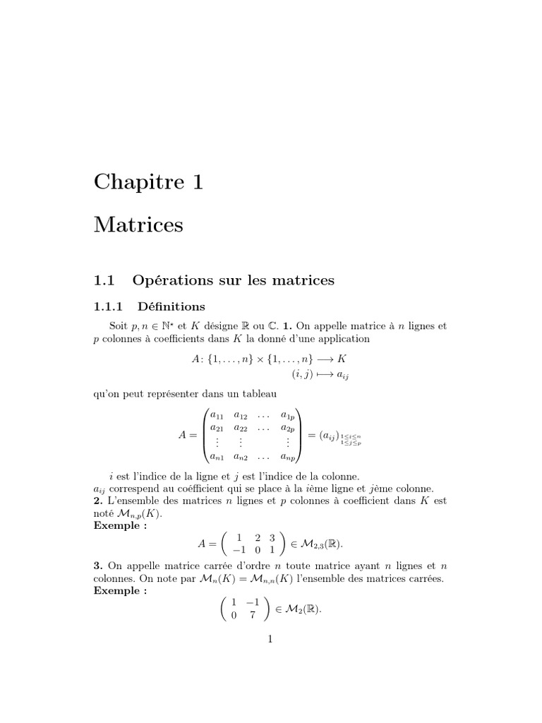 Cours Matrice | PDF | Groupe (Mathématiques) | Scalaire (mathématiques)