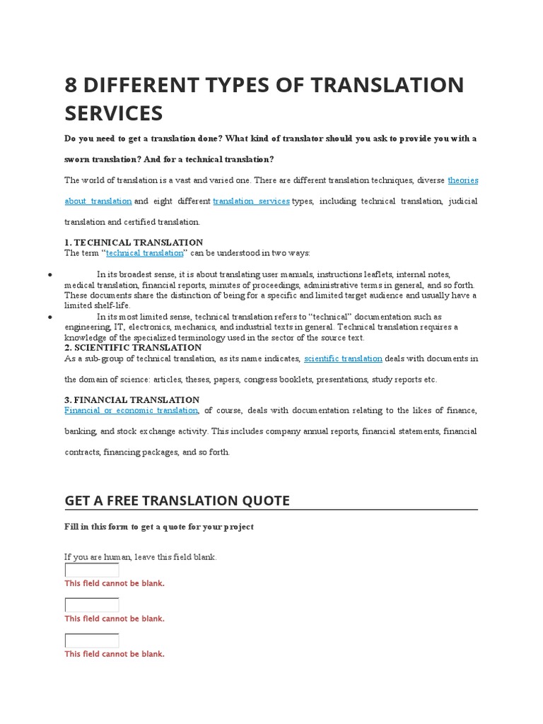 8 Different Types of Translation Services | PDF | Translations | Government
