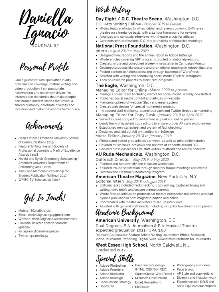 Personal Profile: Journalist | PDF | American University | Copy Editing