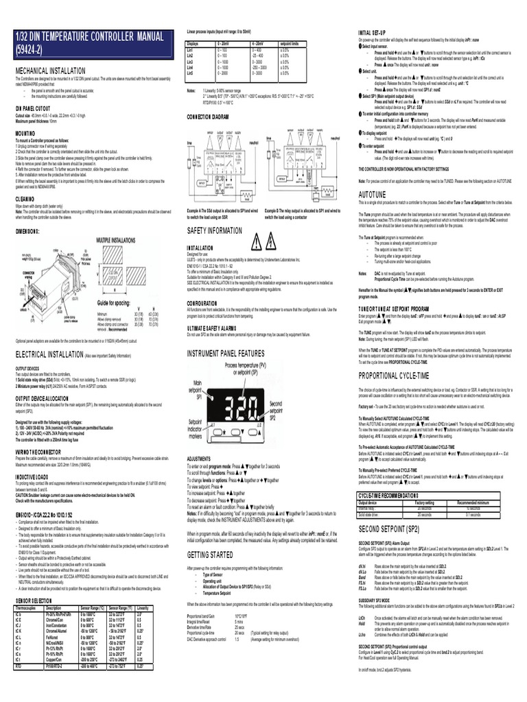 1/32 Din Temperature Controller Manual (59424-2) : Mechanical ...