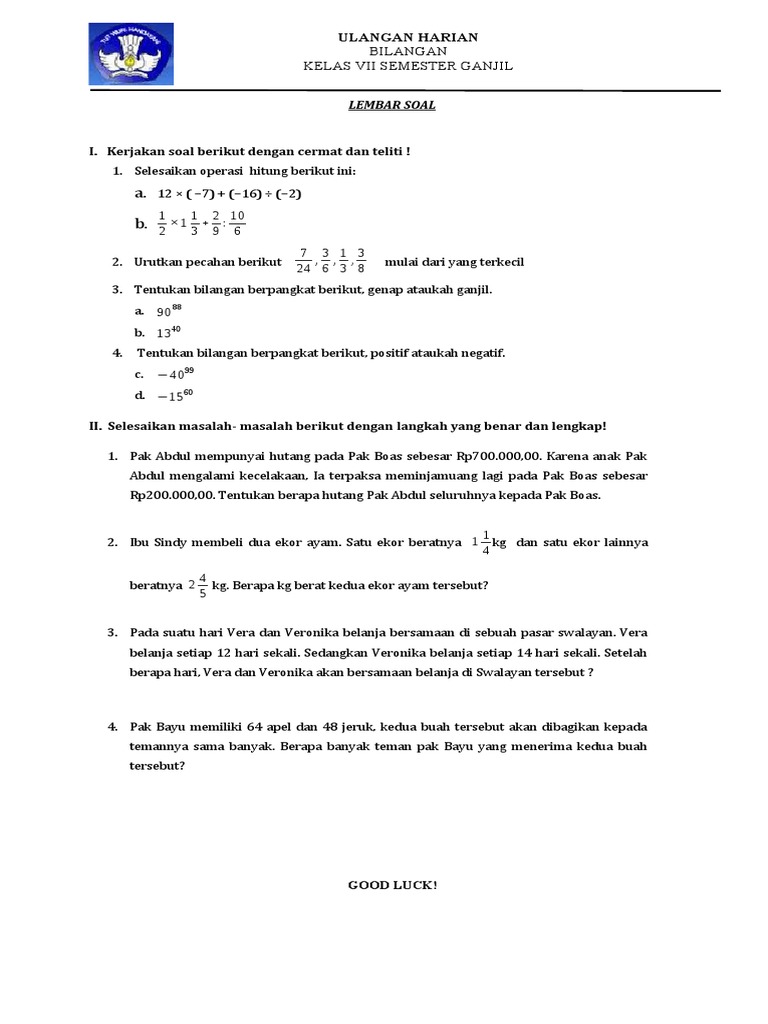 SOAL UH Bilangan | PDF