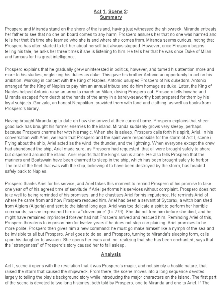 Act 1, Scene 2 | PDF | The Tempest