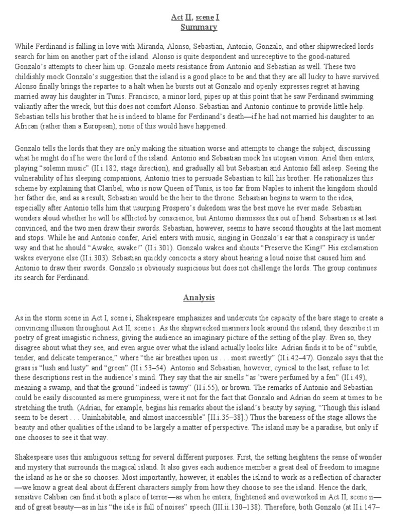 Act 2, Scene I | PDF | The Tempest