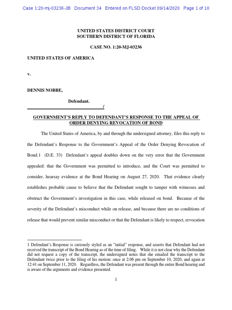 Government's Reply on Bond Revocation | PDF | Witness | Testimony
