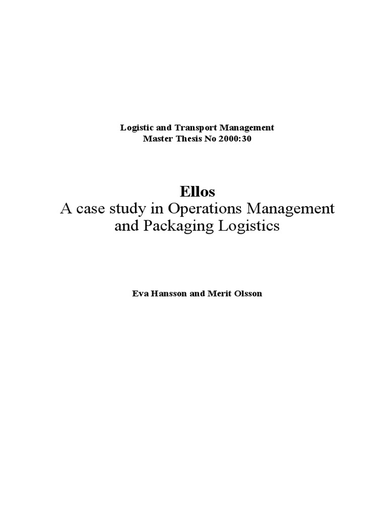 Comprehensive Case. Operations Management and Packaging Logostics | PDF | Packaging And Labeling ...