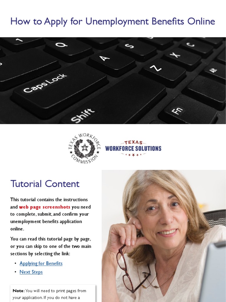 Tutorial Apply For Benefits Online TWC | PDF | Withholding Tax ...