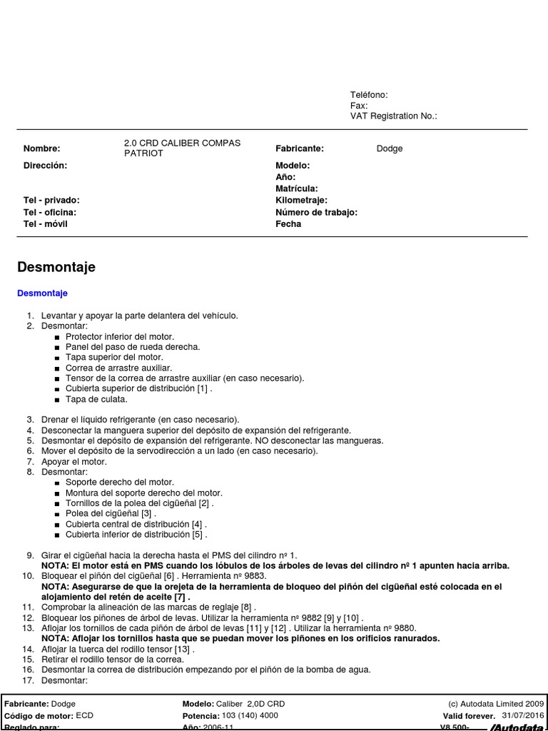 2.0 CRD Caliber Compas Patriot PDF | PDF | Engranaje | Tornillo