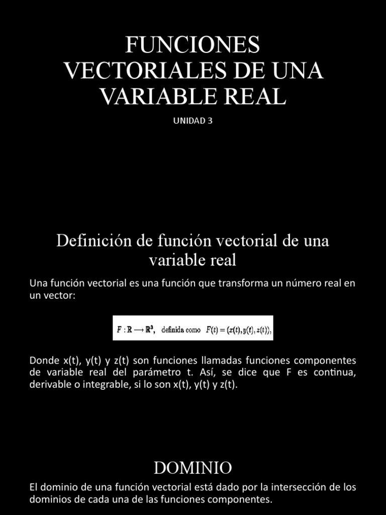 Dominios de funciones vectoriales de una variable real | PDF | Vector Euclidiano | Función ...
