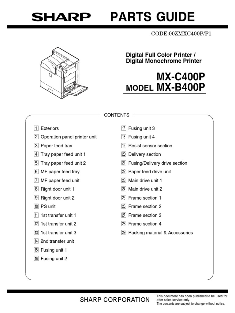 Parts Guide: MX-C400P MX-B400P | Download Free PDF | Printer (Computing ...