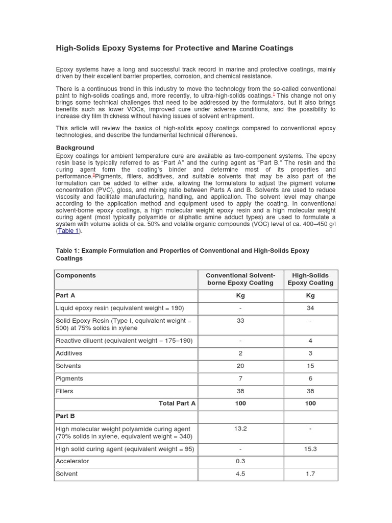 High-Solids Epoxy Systems For Protective and Marine Coatings | PDF ...