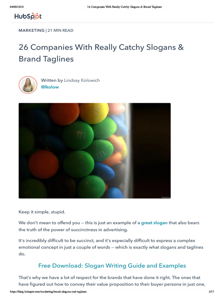 26 Companies With Really Catchy Slogans & Brand Taglines | PDF | Brand ...