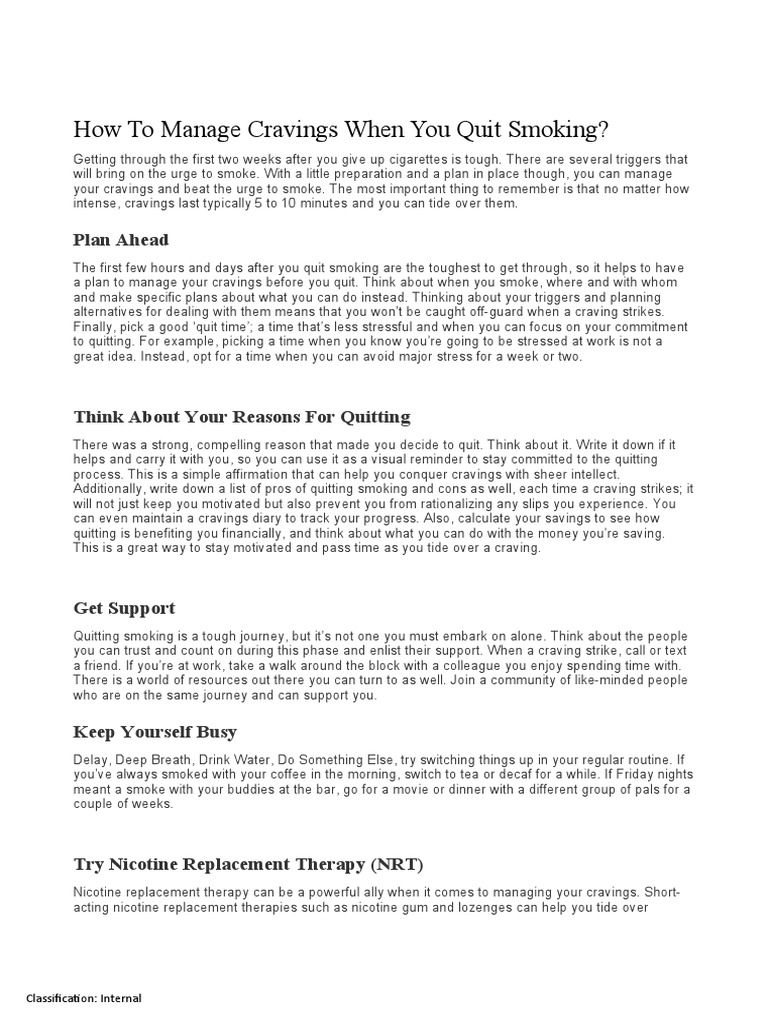 How To Manage Cravings When You Quit Smoking | PDF | Habits | Smoke