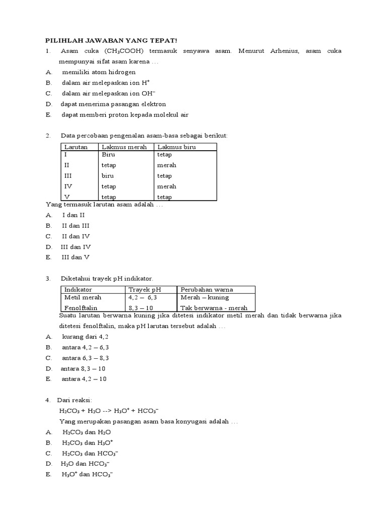 Soal Kimia Kelas XI | PDF | Sains & Matematika