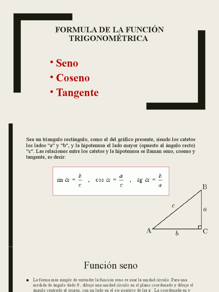Formula de La Función Trigonométrica - Pptxivan | PDF | Funciones trigonométricas | Seno