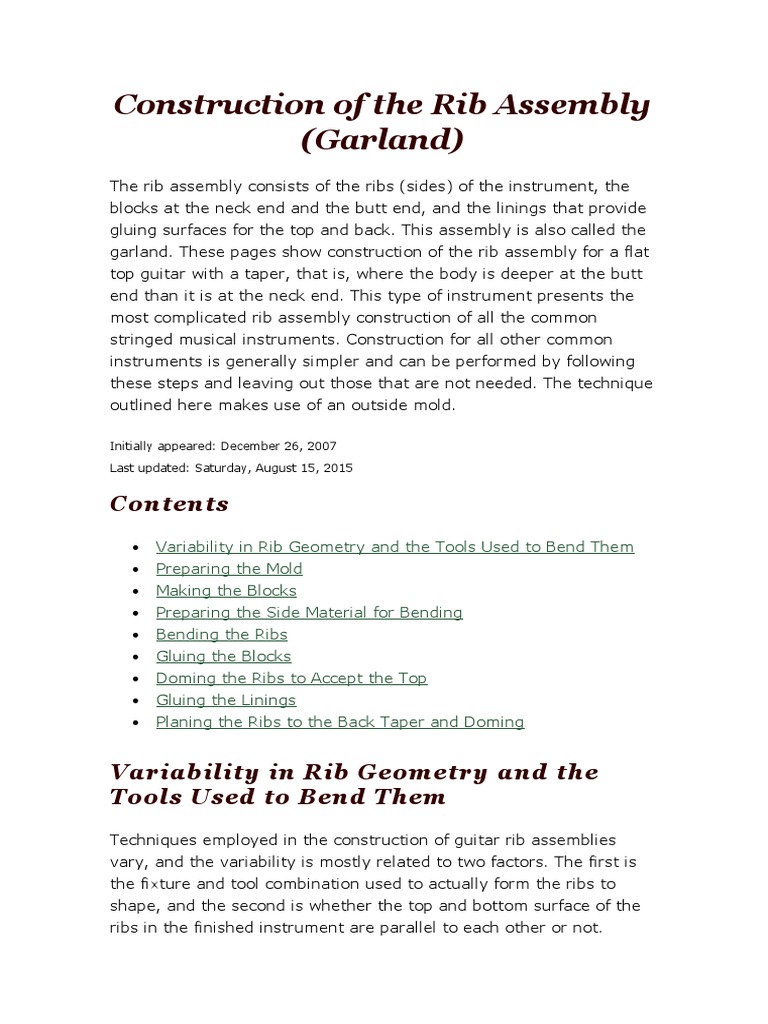 Construction of The Rib Assembly | PDF | Guitars | Wood