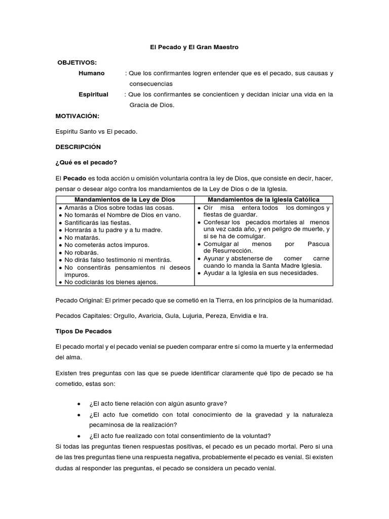 El Pecado Pdf Pecado Eucaristía