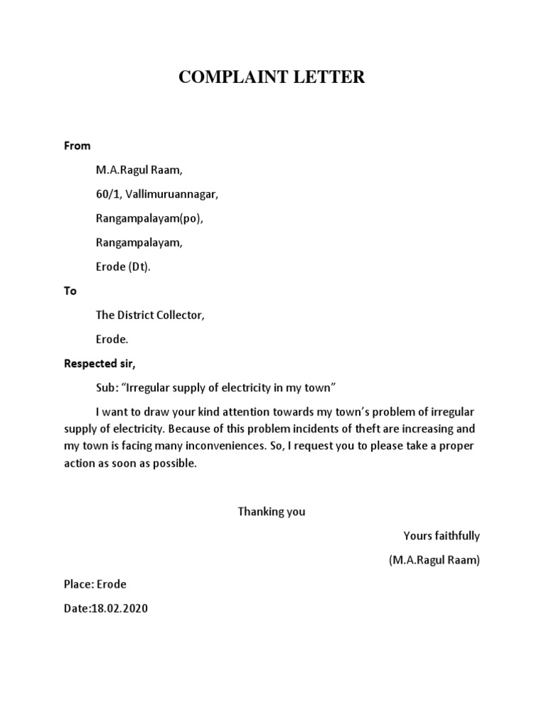 Ragul Complaint Letter PDF PDF | PDF