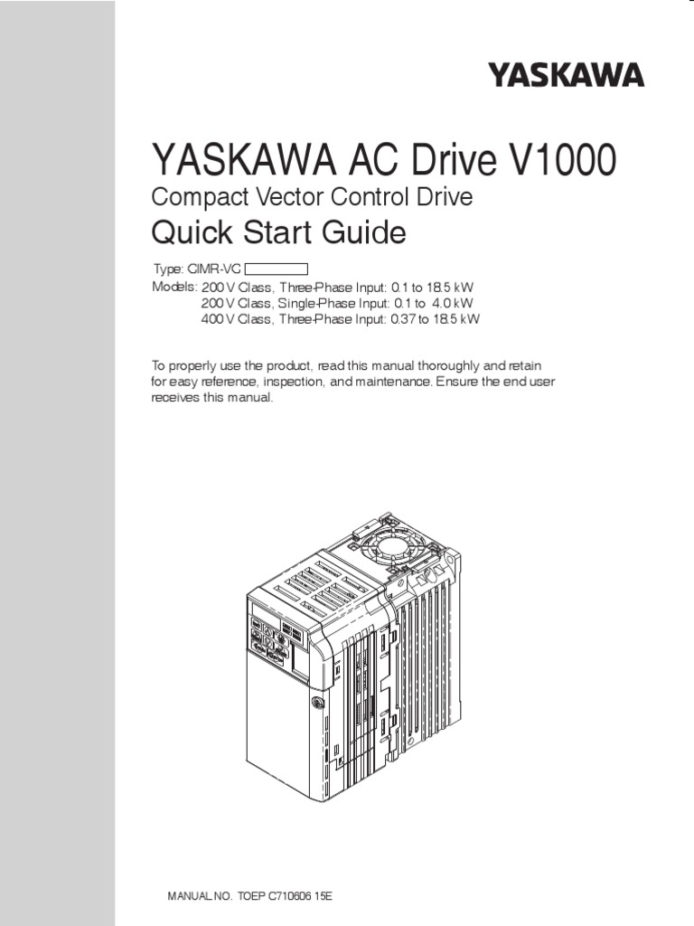YASKAWA AC Drive V1000: Quick Start Guide | PDF | Power Supply ...