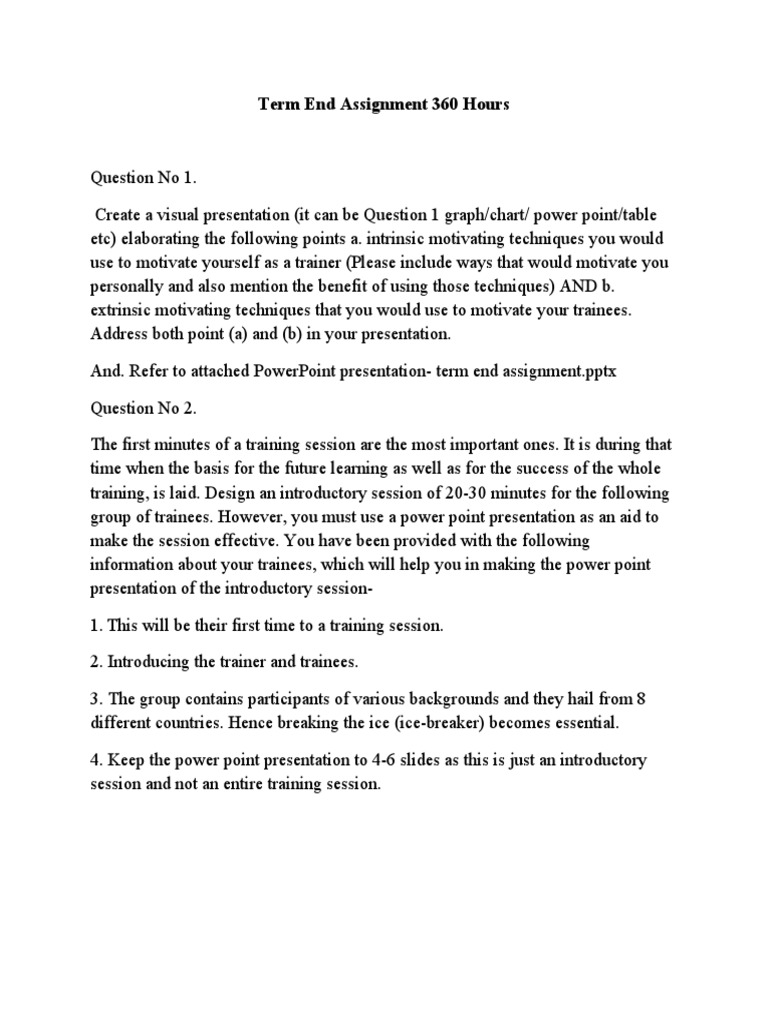 Term End Assignment 360 Hours | PDF | Communication | Semiotics