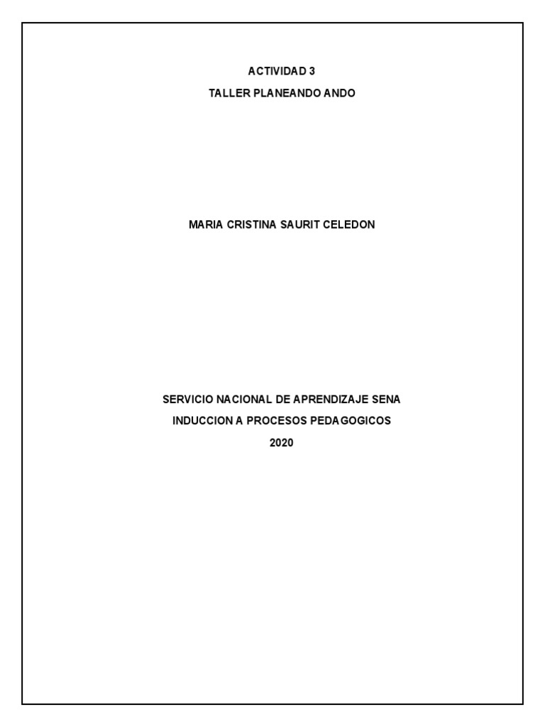 ACTIVIDAD 3 Taller Planeando Ando | PDF