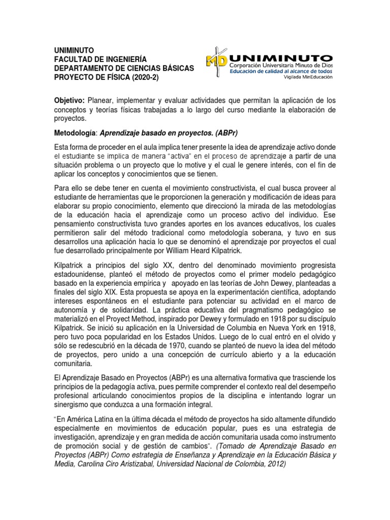 Aprendizaje basado en proyectos (ABPr): Una propuesta metodológica para ...