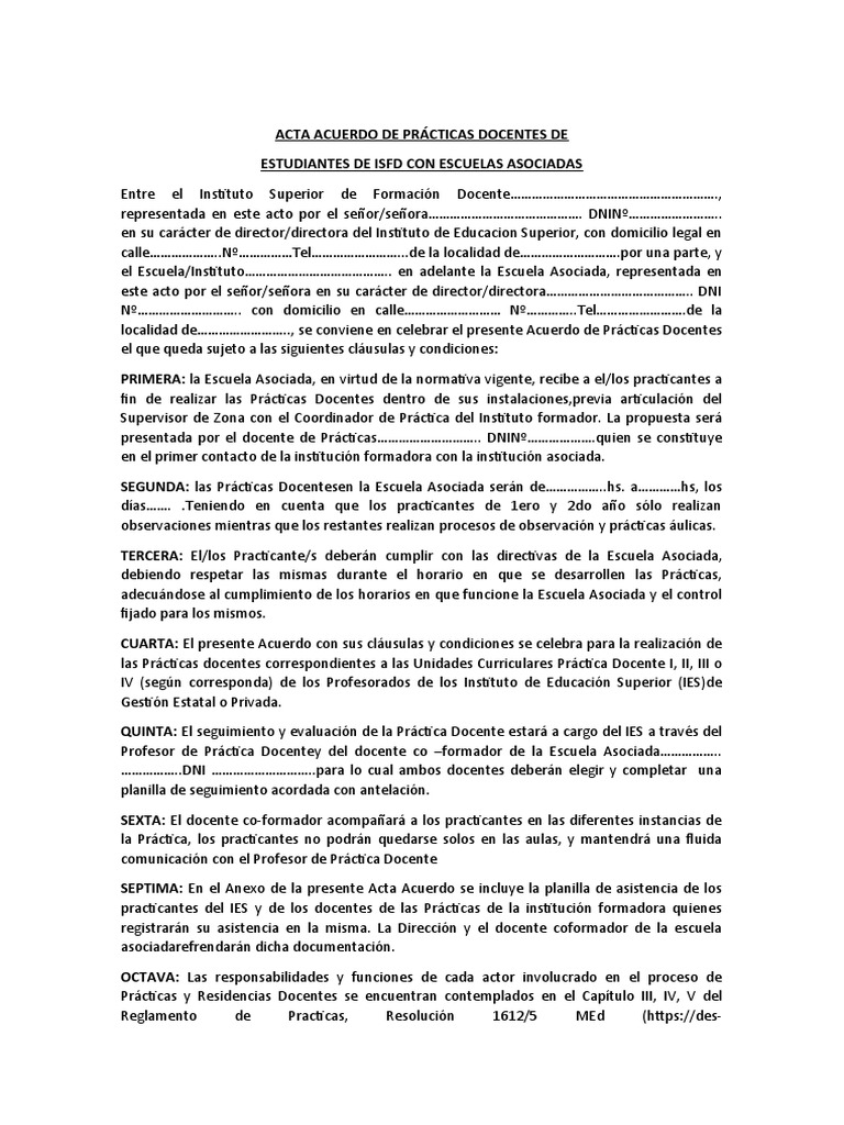 Acta Acuerdo | PDF | Maestros | Modificación de comportamiento