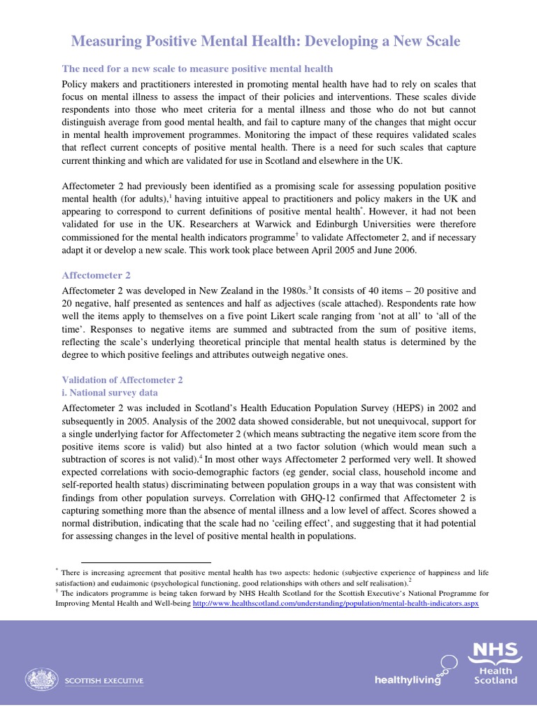 Mental Health Scale PDF | PDF | Mental Disorder | Validity (Statistics)