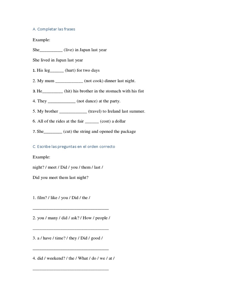 Spanish Grammar Practice: Completing Sentences, Forming Questions, and ...