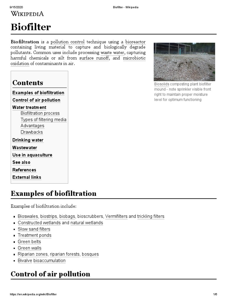 Biofilter: Biofiltration Is A Pollution Control Technique Using A ...