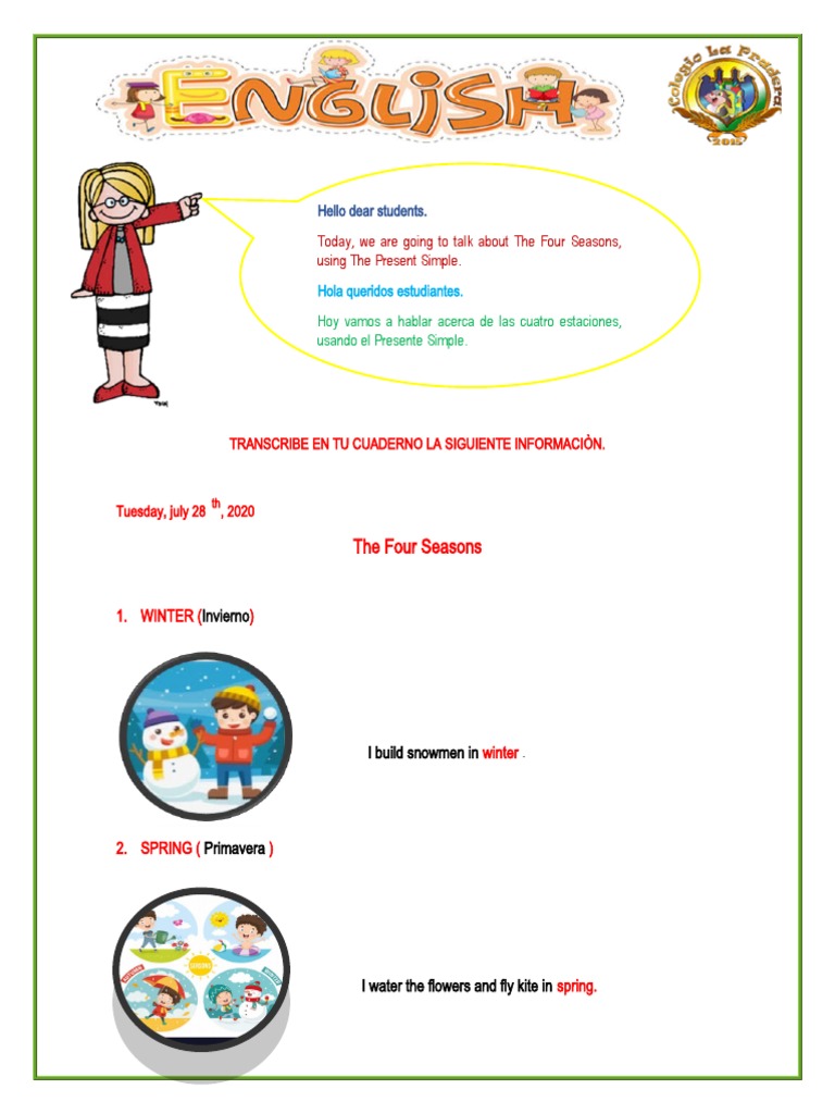 The Four Seasons: Hello Dear Students | PDF | Foreign Language Studies ...