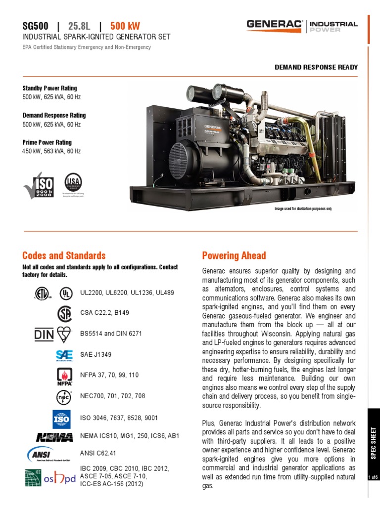 Industrial Spark-Ignited Generator Set: Demand Response Ready Standby ...