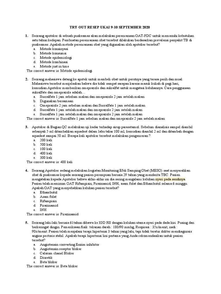 Try Out Ukai 2020 | PDF | Sains & Matematika