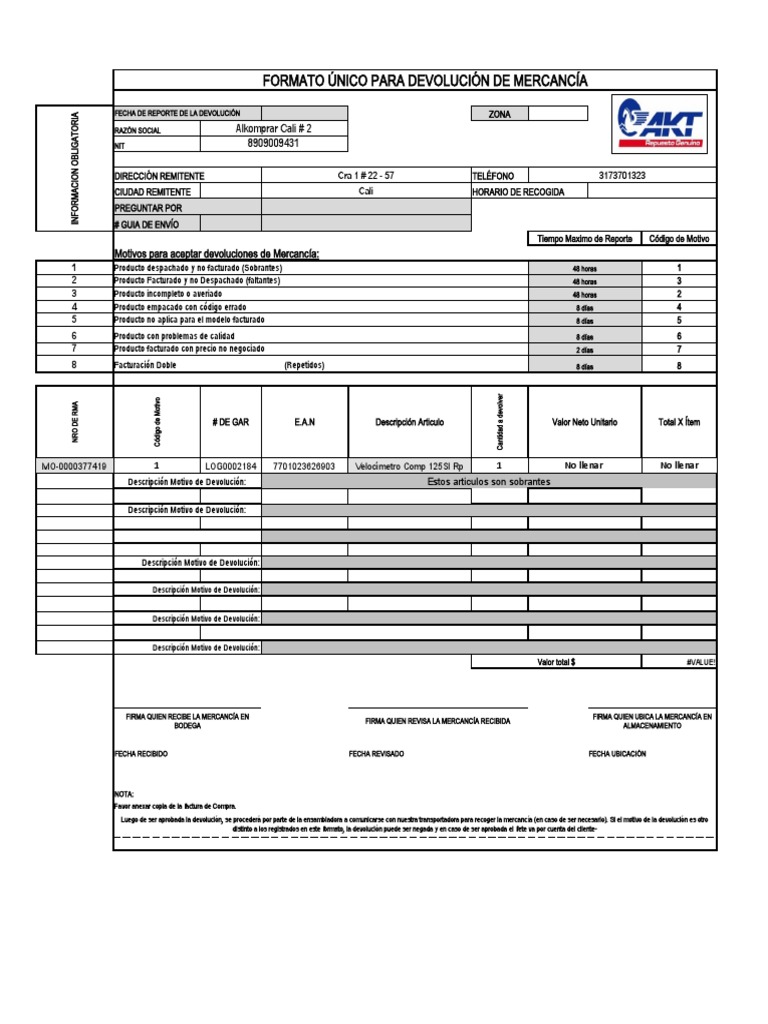 Formato para Devoluciones y Reclamaciones | PDF | Business | Economias