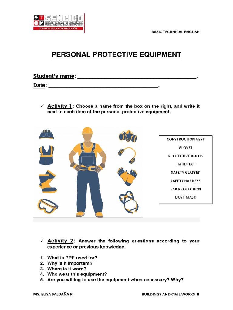 Activities For Learning About Ppe | PDF | Personal Protective Equipment ...