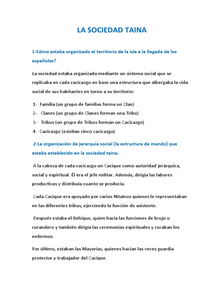 La Sociedad Taina | PDF | Alimentos