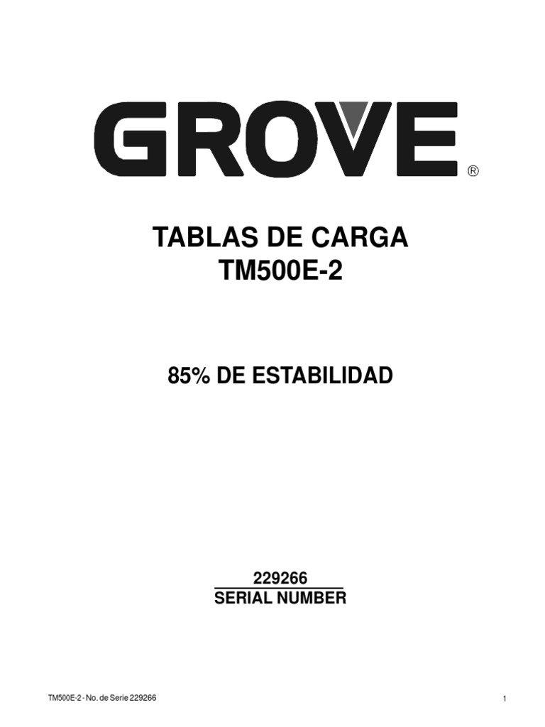 Tablas de Carga Tm500e-2 | PDF | Neumático | Grúa (máquina)