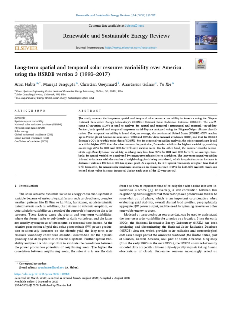 Long Term Spatial and Temporal Solar Resource Variab - 2020 - Renewable ...