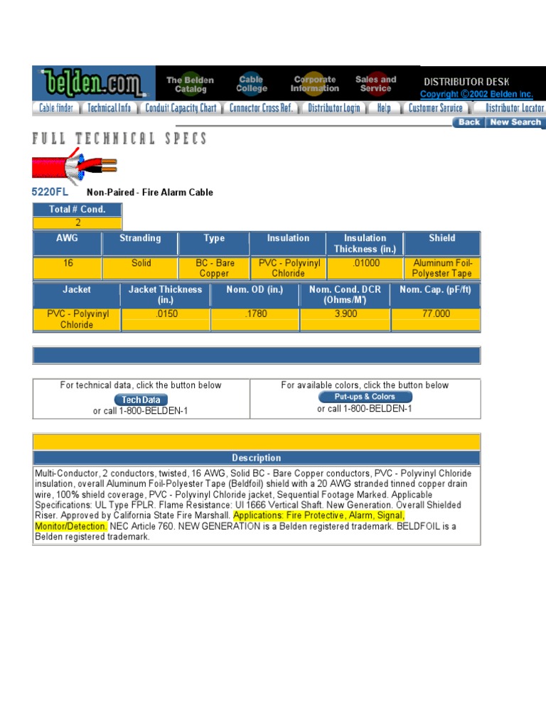 5220FL - Belden Cable PDF | PDF