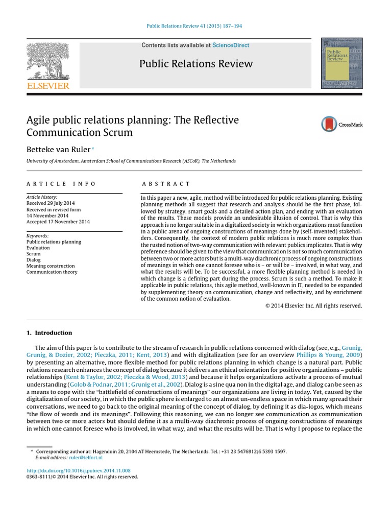 Agile Public Relations Planning The Reflective | PDF | Scrum (Software ...
