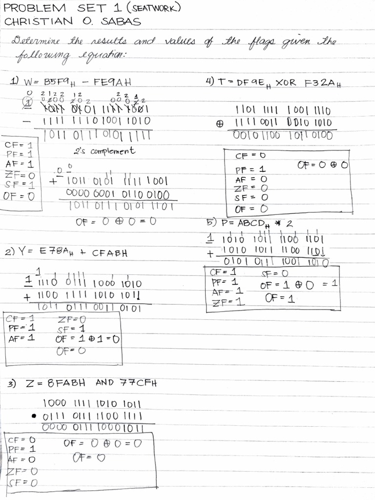 Problem Set 1: Digital Logic Exercises | PDF
