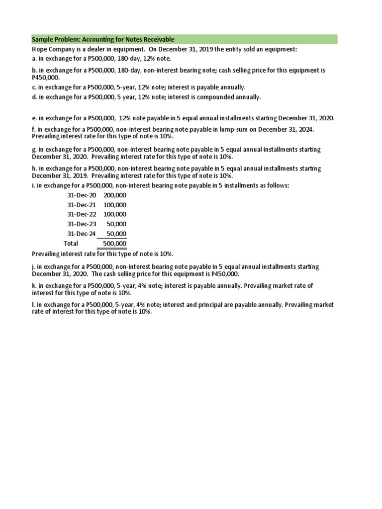 Sample Problem: Accounting For Notes Receivable | PDF | Present Value ...