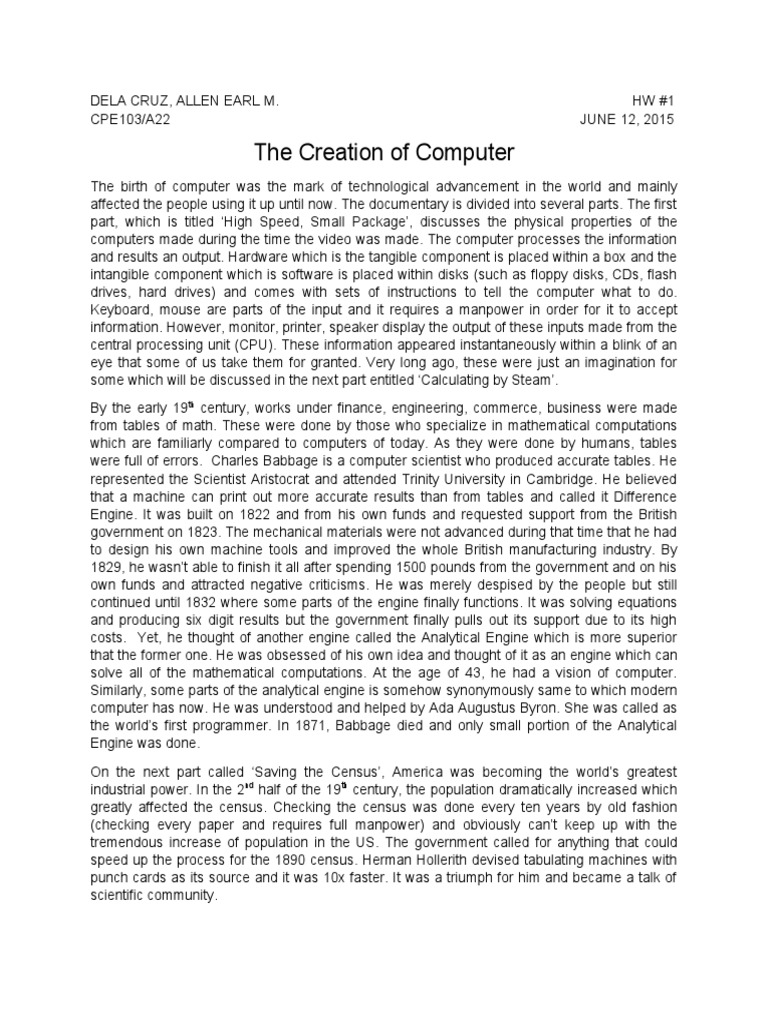 The Creation of Computer | PDF | Integrated Circuit | Microprocessor