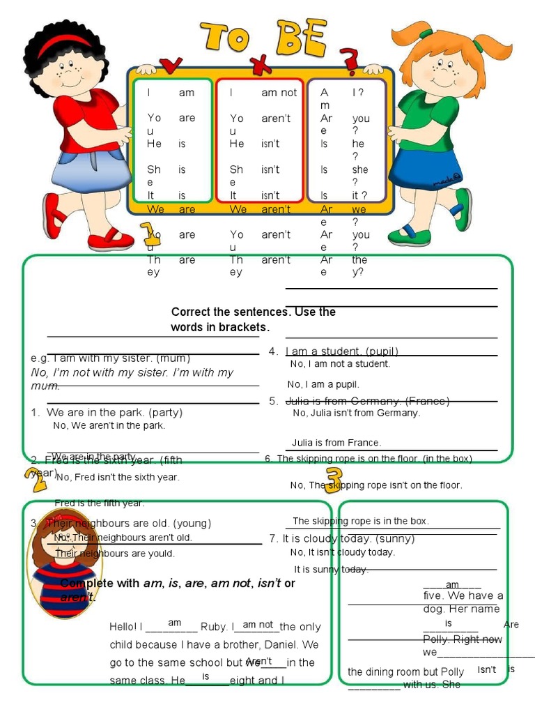 Verb To Be Fun Activities Games Grammar Drills | PDF