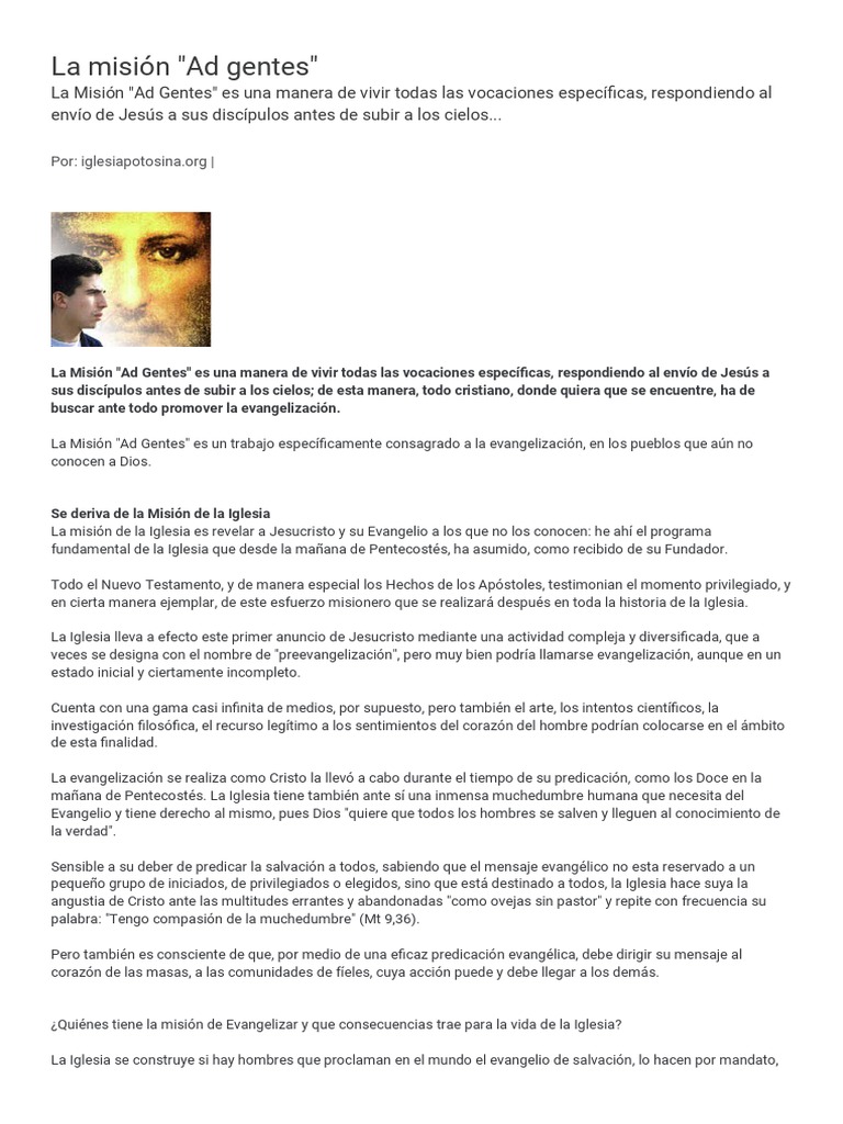 La Misión Ad Gentes | PDF | Misionero | Evangelización