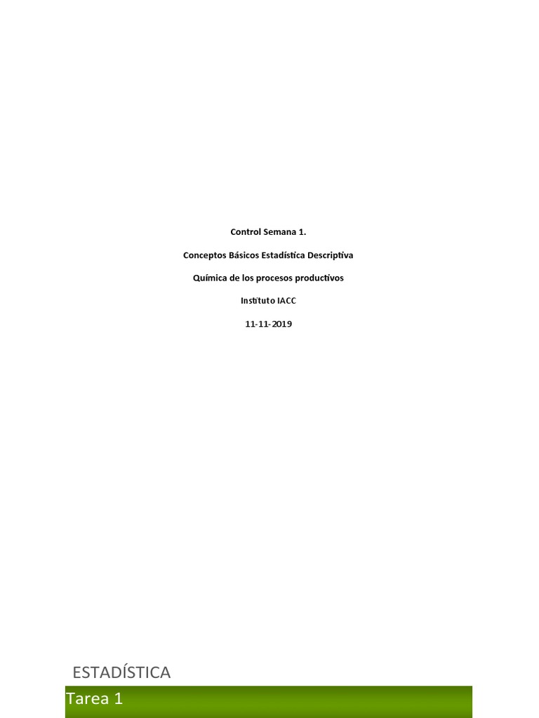 Tarea Semana 1 Estadistica AG Rev 0 | PDF | Probabilidades y ...